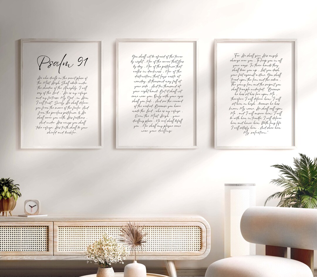 Psalm 91 NKJV Set of 3 Scripture Prints, Set of 3 Bible Verse Wall Art ...