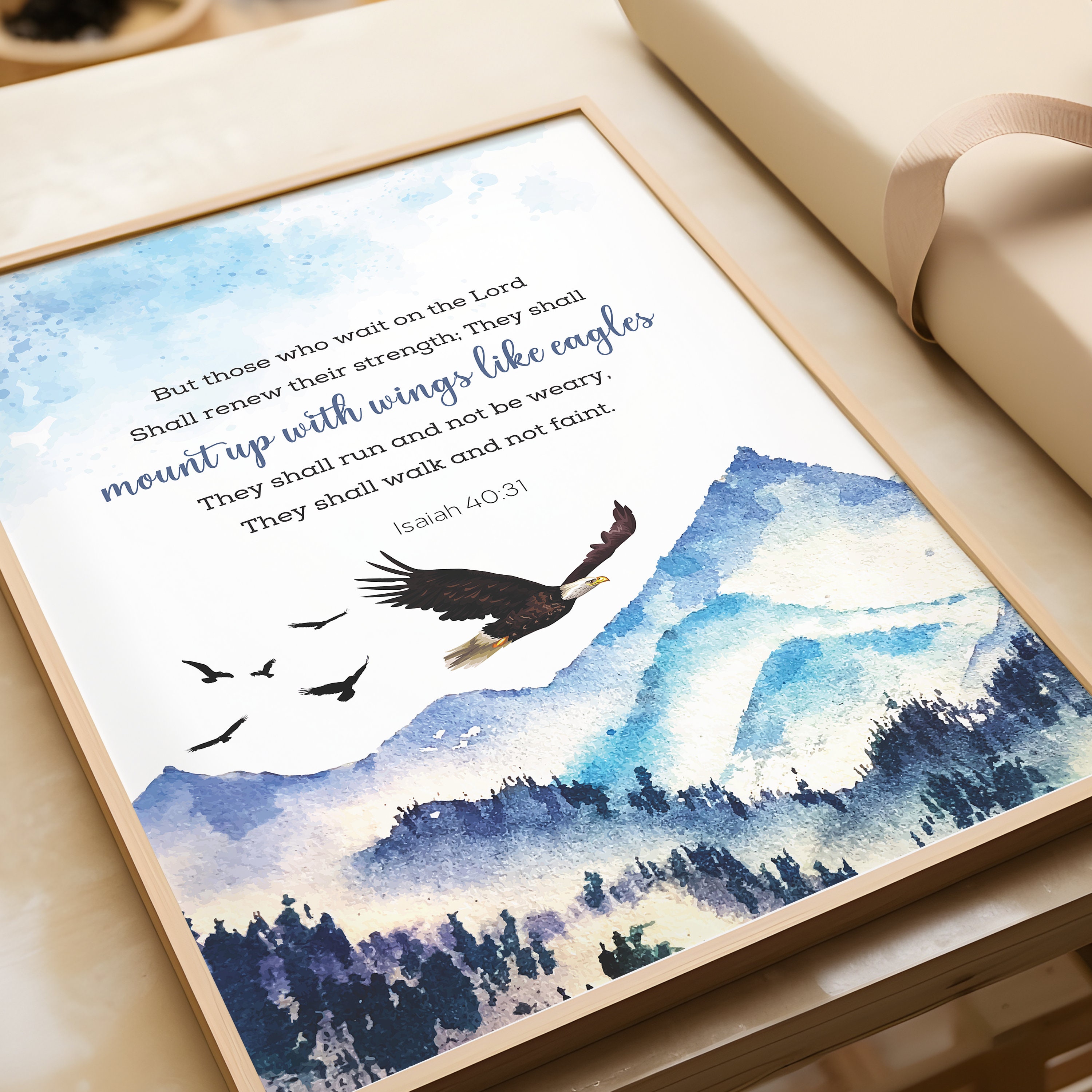 Isaiah 40:31 NKJV Mount up With Wings Like Eagles, Christian Wall Art ...