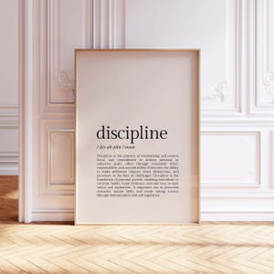Discipline Definition Print, Discipline Wall Art, Motivational Quote ...
