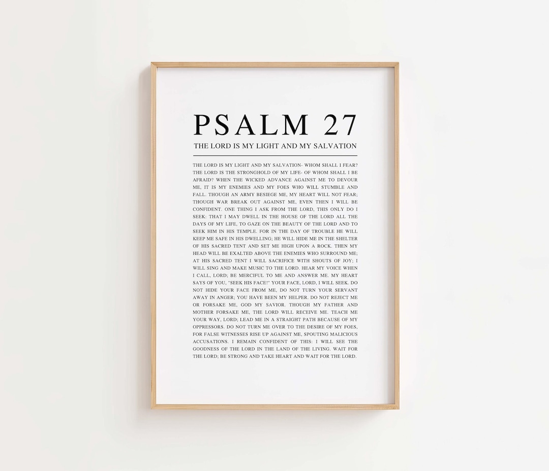 Psalm 27 NIV the Lord is My Light and My Salvation, Psalm 27 Print ...