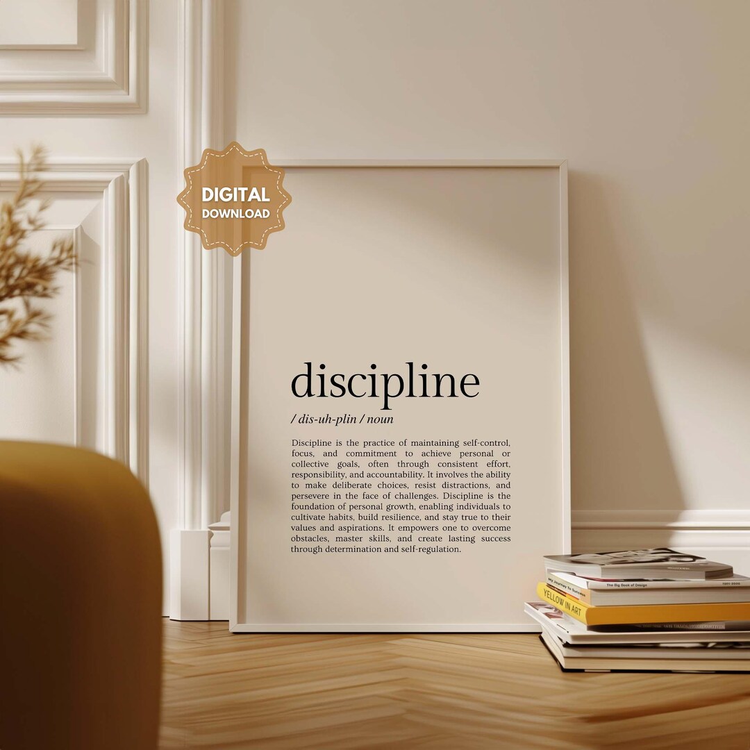 Discipline Definition Print, Discipline Wall Art, Motivational Quote Printable, Inspirational ...