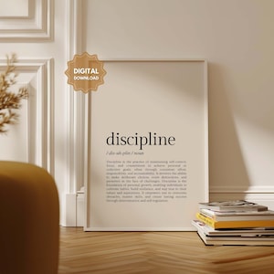 Discipline Definition Print, Discipline Wall Art, Motivational Quote ...