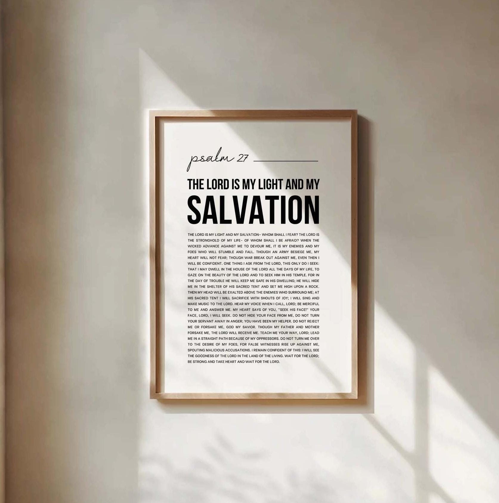 Psalm 27 NIV the Lord is My Light and My Salvation, Psalm 27 Print ...