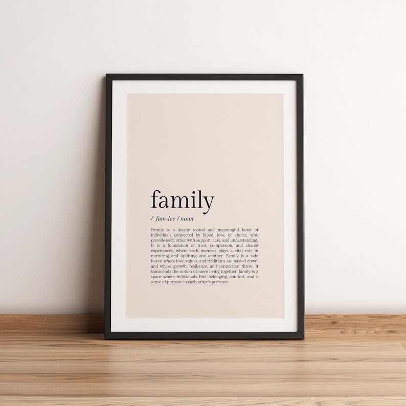 Family Definition Wall Art, Family Quote Printable, Family Meaning ...