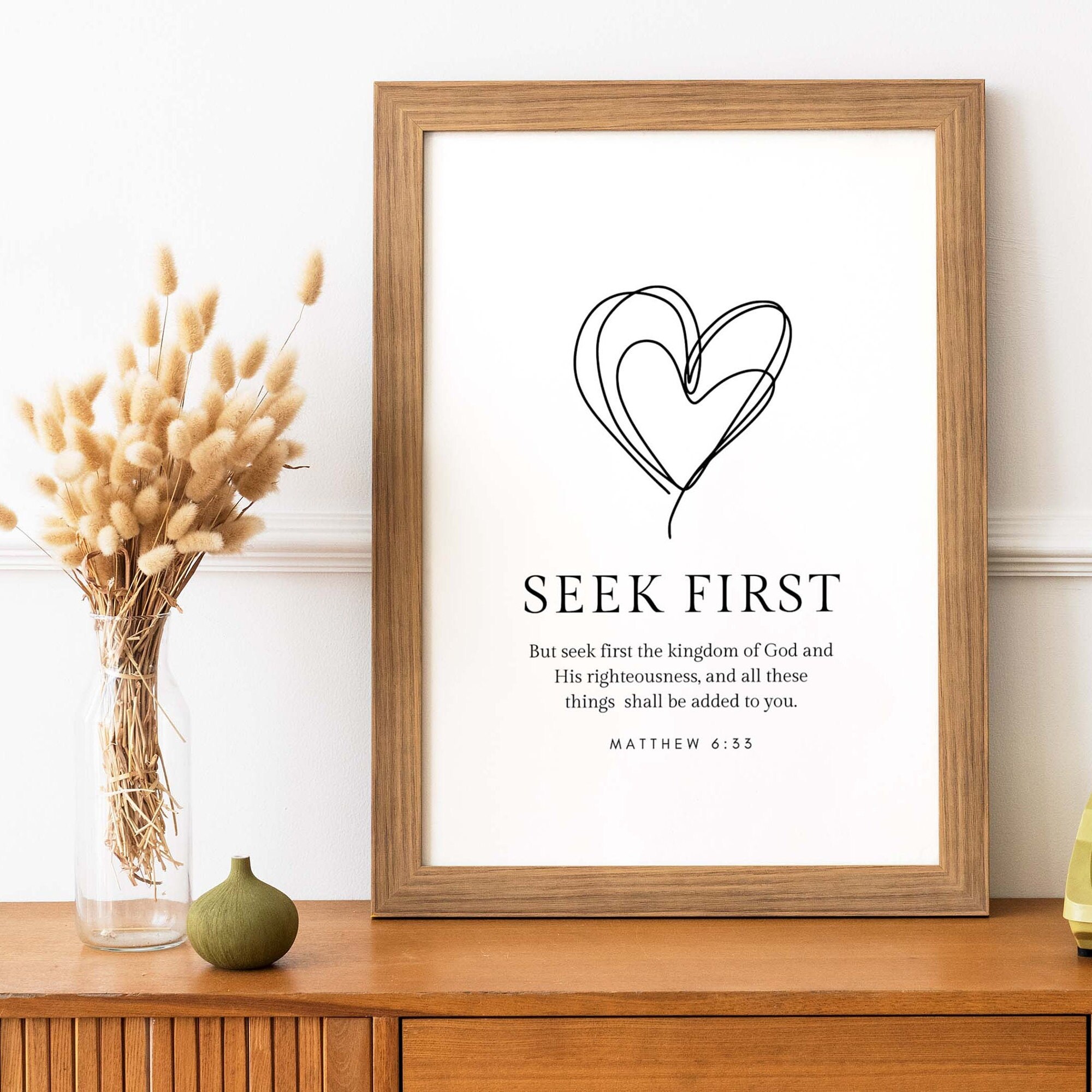 Matthew 6:33 Seek First the Kingdom of God, Bible Verse Wall Art ...