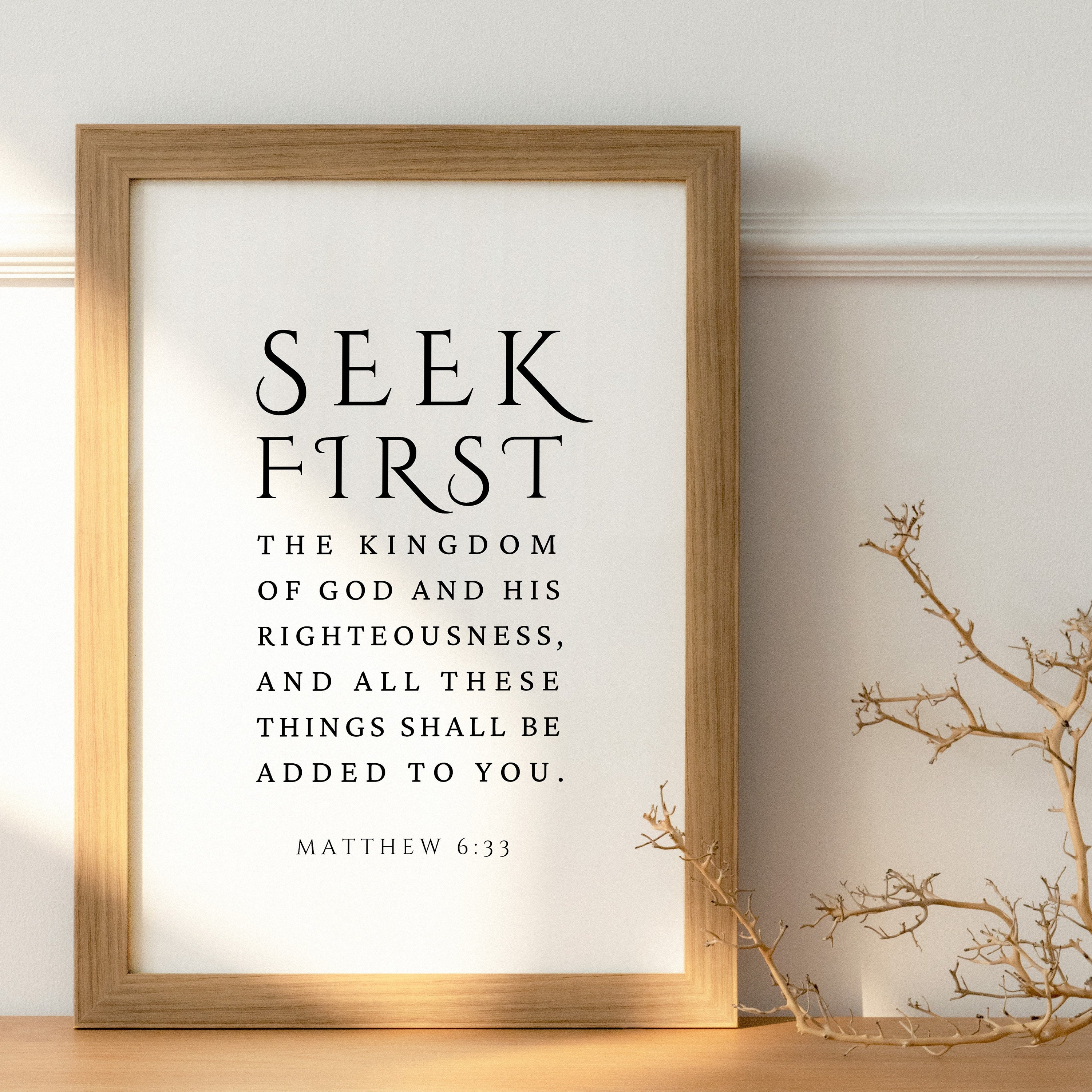 Matthew 6:33 Seek First the Kingdom of God, Bible Verse Wall Art ...