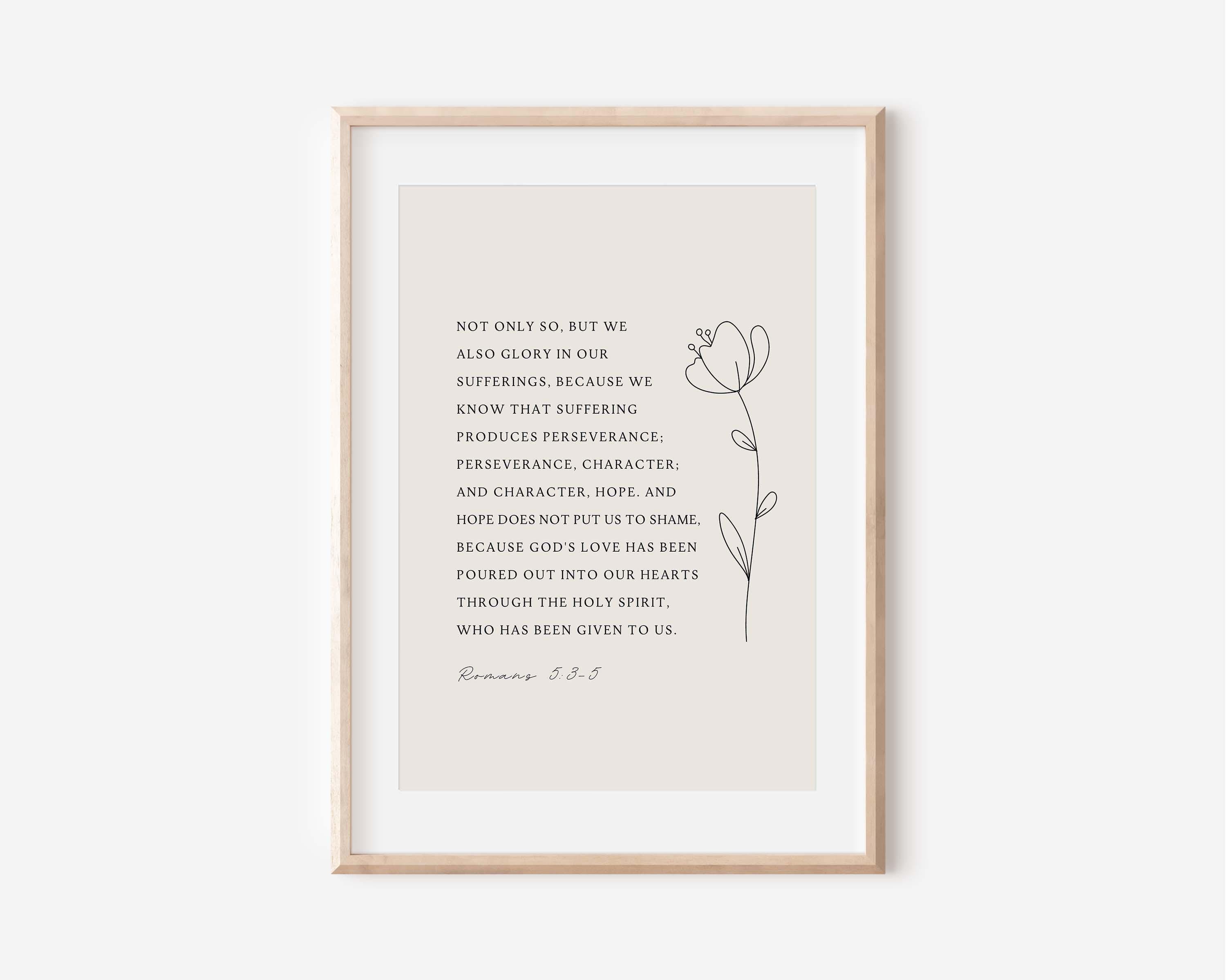 Romans 5:3-5 NIV Bible Verse Wall Art, Perseverance, Character, Hope ...