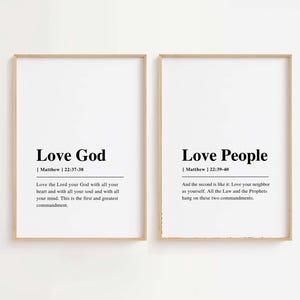 Matthew 22:36-40 NIV Love God Love People, Bible Verse Wall Art ...