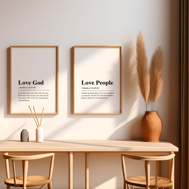 Matthew 22:36-40 NIV Love God Love People, Bible Verse Wall Art ...