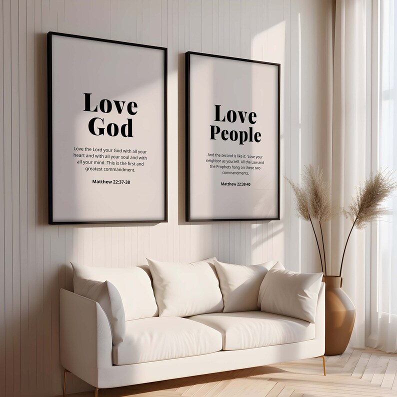 Matthew 22:36-40 NKJV Love God Love People, Bible Verse Wall Art ...