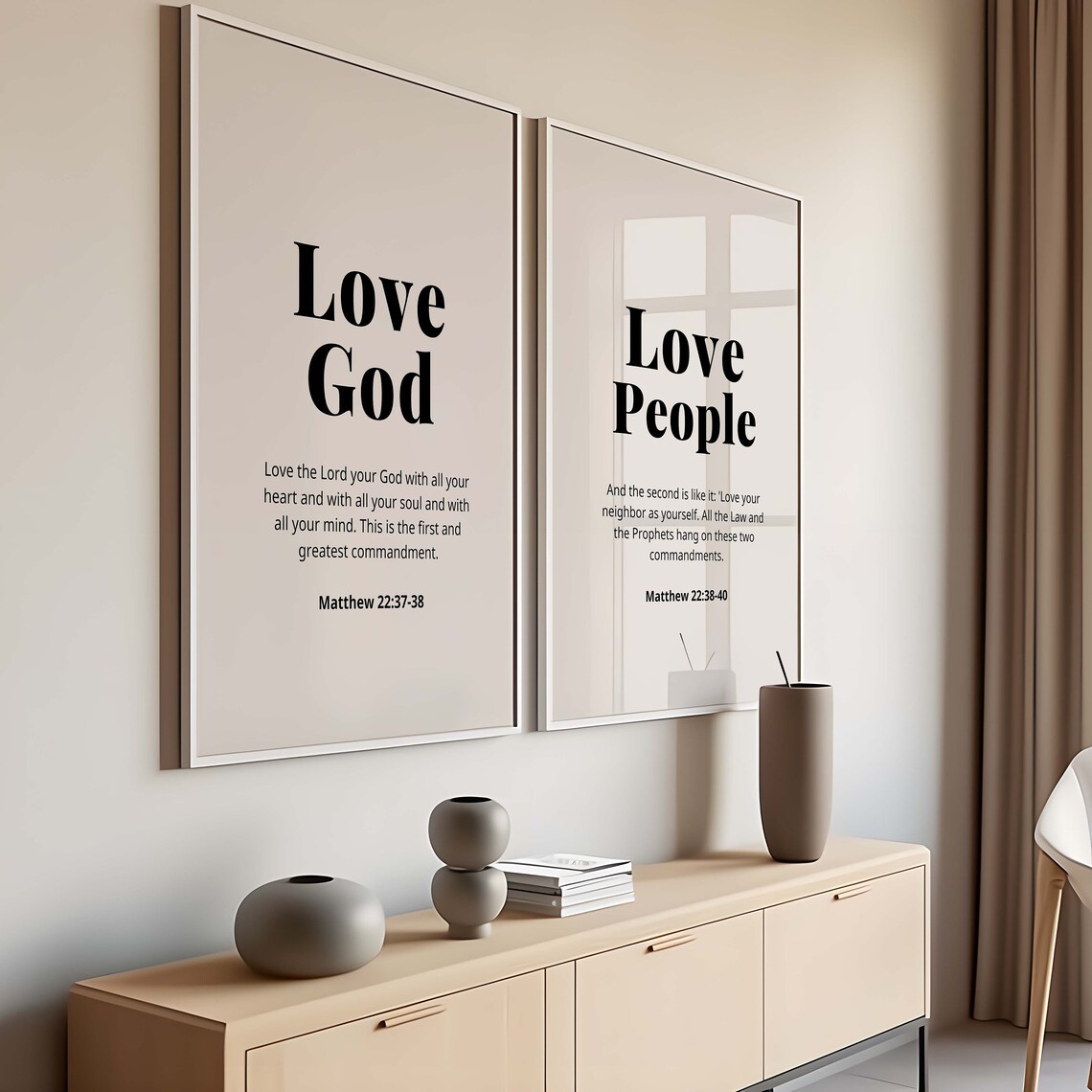 Matthew 22:36-40 NKJV Love God Love People, Bible Verse Wall Art ...