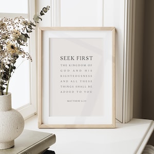 Matthew 6:33 Seek First the Kingdom of God, Bible Verse Wall Art ...