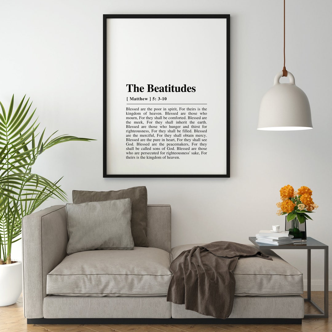 The Beatitudes Matthew 5:3-10 NKJV, Christian Home Décor, Bible Verse ...