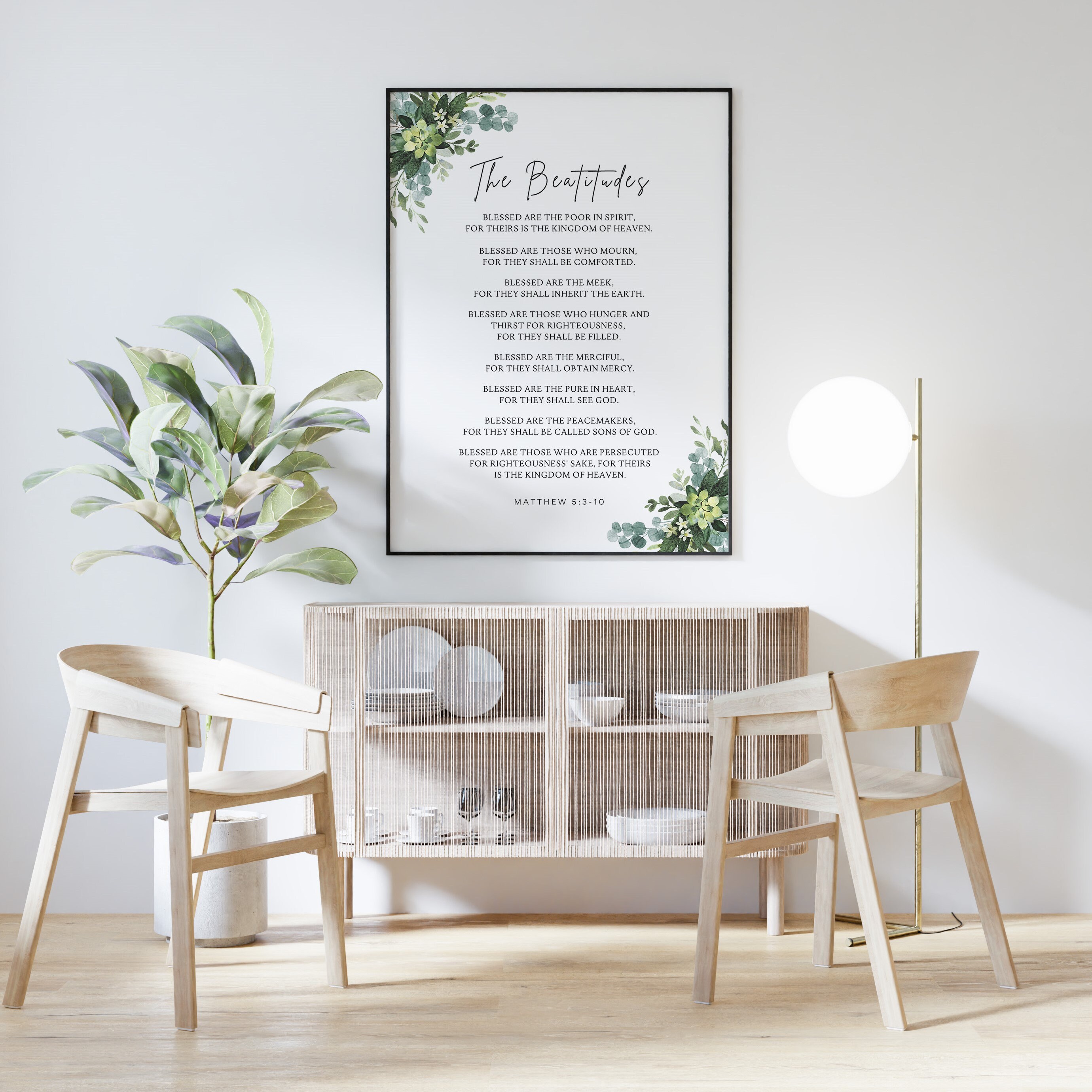 The Beatitudes Matthew 5:3-10 NKJV, Christian Home Décor, Bible Verse ...