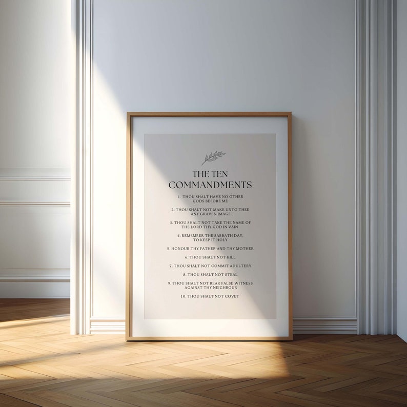 The Ten Commandments Wall Art Print, Exodus 20:3-17, Scripture ...