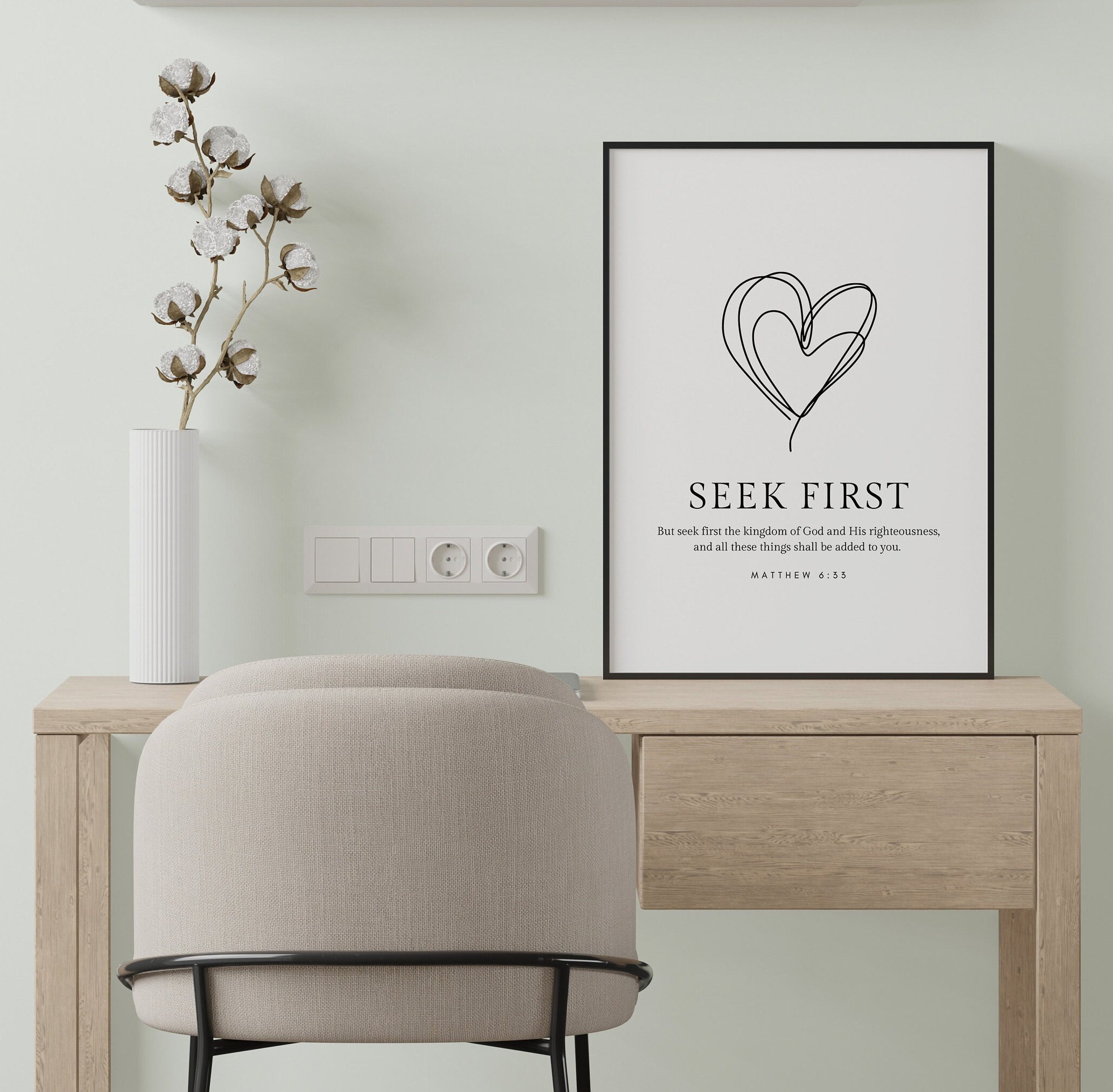 Matthew 6:33 Seek First the Kingdom of God, Bible Verse Wall Art ...