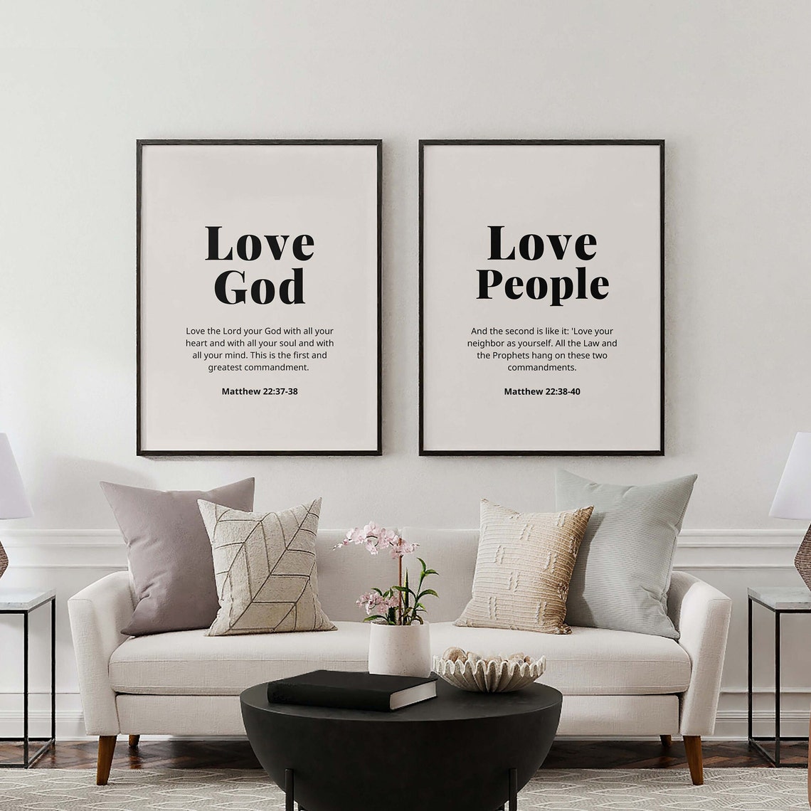 Matthew 22:36-40 NKJV Love God Love People, Bible Verse Wall Art ...