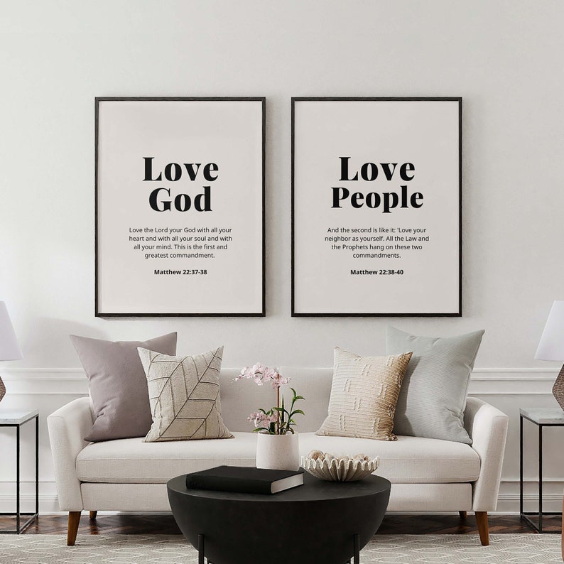 Matthew 22:36-40 NKJV Love God Love People, Bible Verse Wall Art ...
