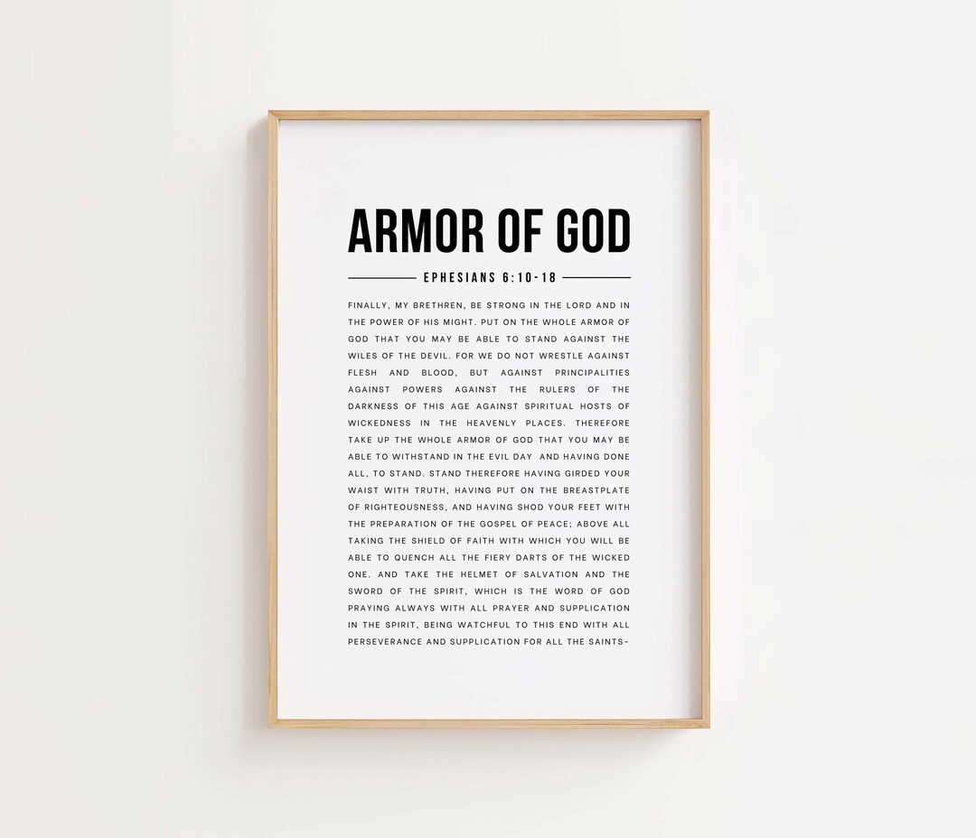 Armor of God Printable, Ephesians 6:10-18 NKJV Armor of God Wall Art ...