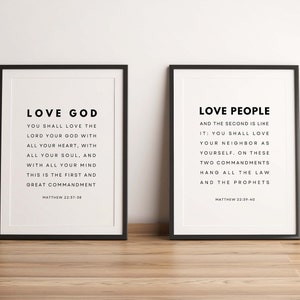 Matthew 22:36-40 NKJV Love God Love People, Bible Verse Wall Art ...
