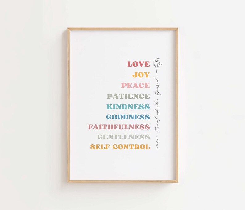 Galatians 5:22-23 Fruit of the Spirit Wall Art, Love Joy Peace Bible ...
