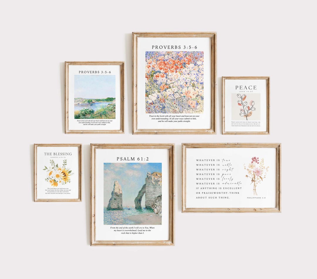Set of 6 Scripture Wall Art, Bible Verse Bundle, Scripture Gallery Art ...