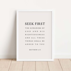 Matthew 6:33 Seek First the Kingdom of God, Bible Verse Wall Art ...