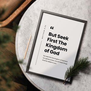 Matthew 6:33 Seek First the Kingdom of God, Bible Verse Wall Art ...