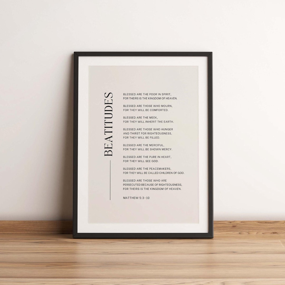 The Beatitudes Wall Art, Matthew 5:3-10 NIV, Christian Home Décor ...