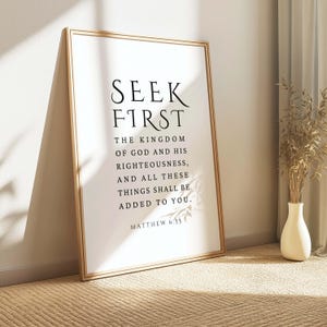 Matthew 6:33 Seek First the Kingdom of God, Bible Verse Wall Art ...