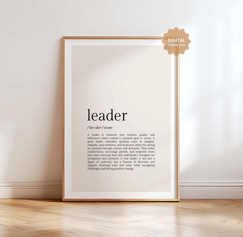 Leader Definition Print: Leadership Office Wall Art (digital Download ...