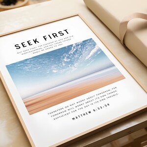 Matthew 6:33-34 Seek First the Kingdom of God, Bible Verse Wall Art ...