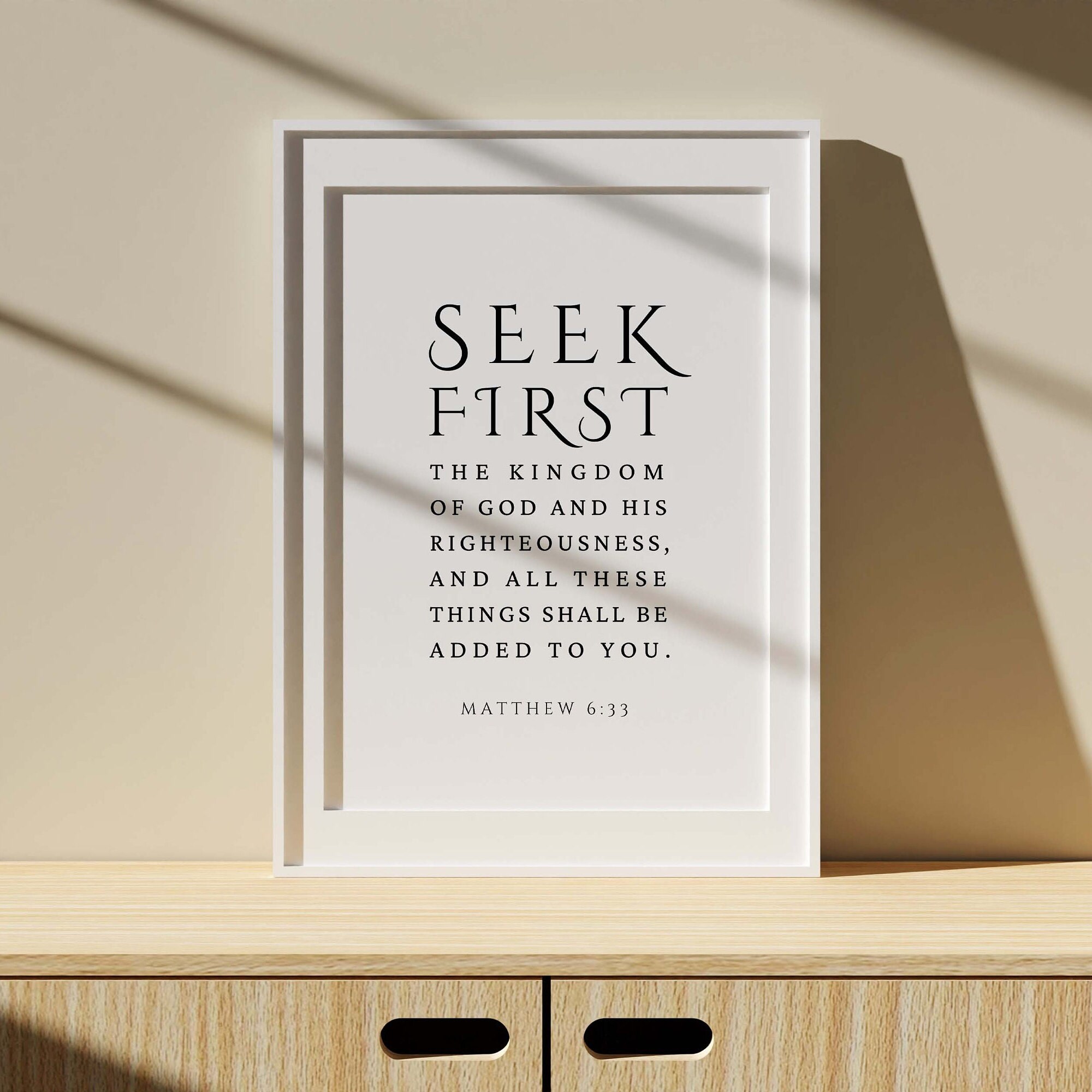 Matthew 6:33 Seek First the Kingdom of God, Bible Verse Wall Art ...