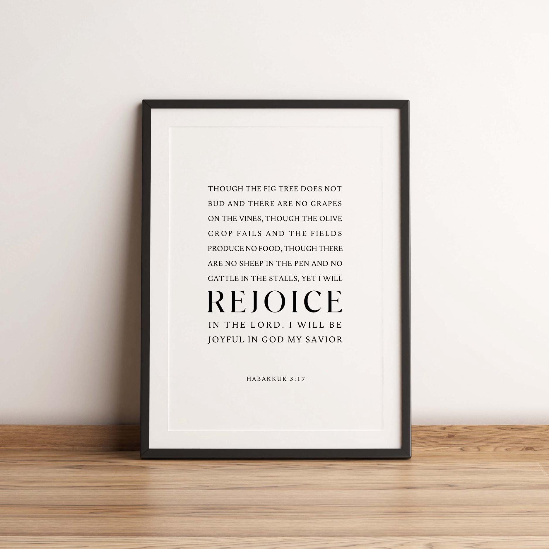 Habakkuk 3:17-19 NIV Bible Verse Wall Art, yet I Will Rejoice in the ...