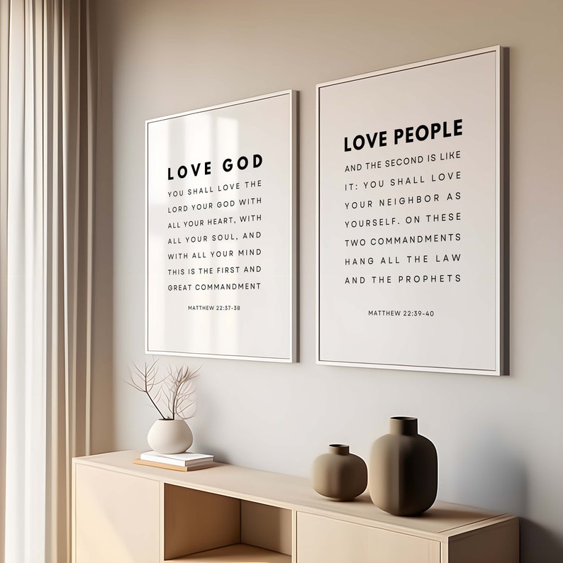 Matthew 22:36-40 NKJV Love God Love People, Bible Verse Wall Art ...