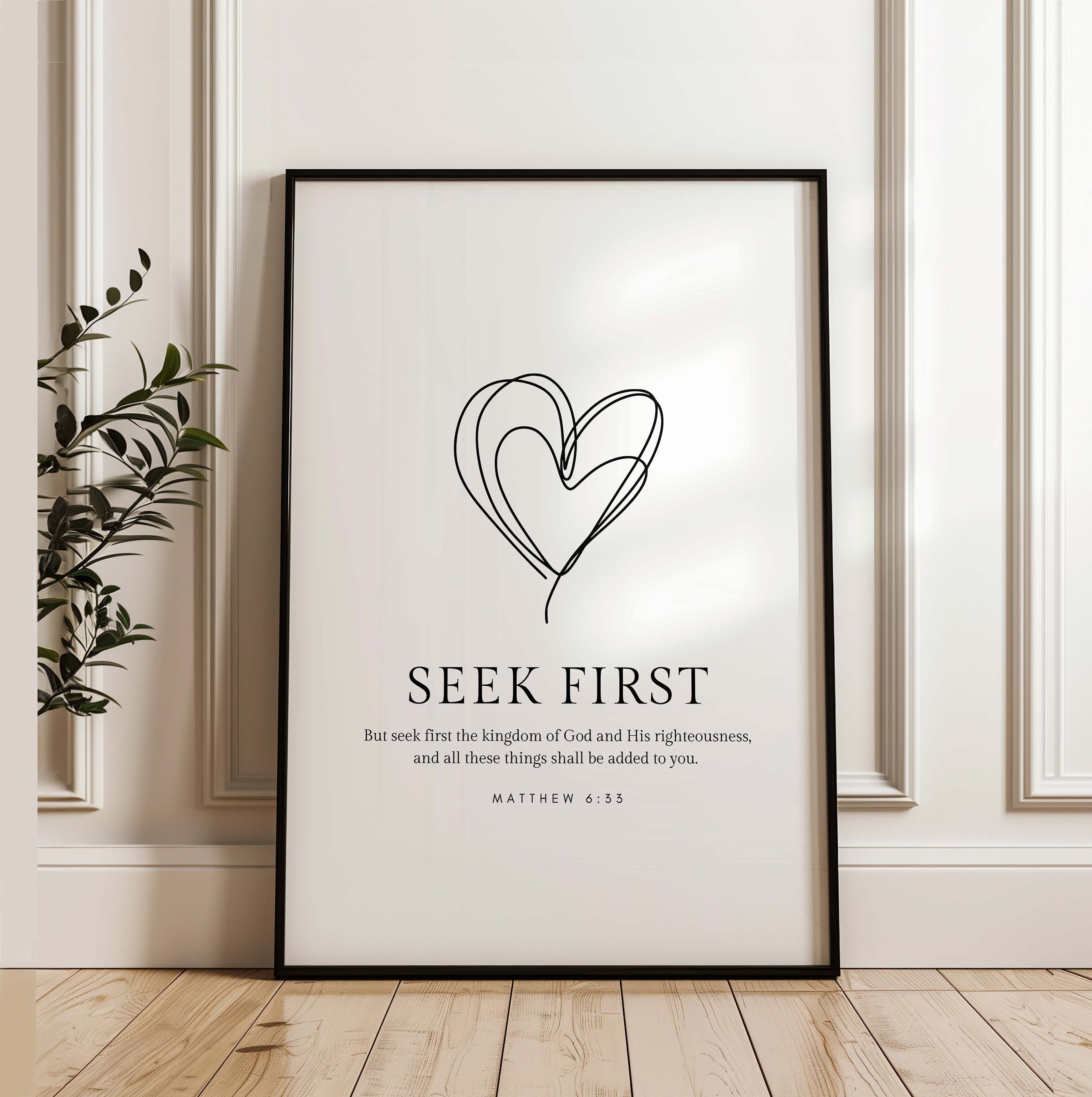 Matthew 6:33 Seek First the Kingdom of God, Bible Verse Wall Art ...