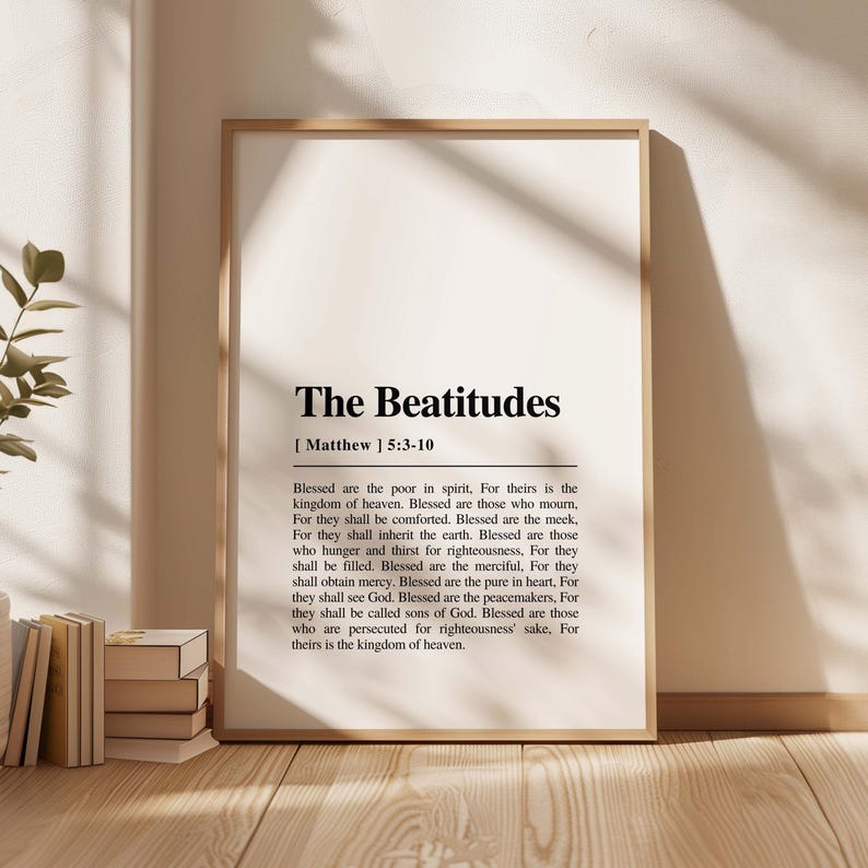 The Beatitudes Matthew 5:3-10 NKJV, Christian Home Décor, Bible Verse ...