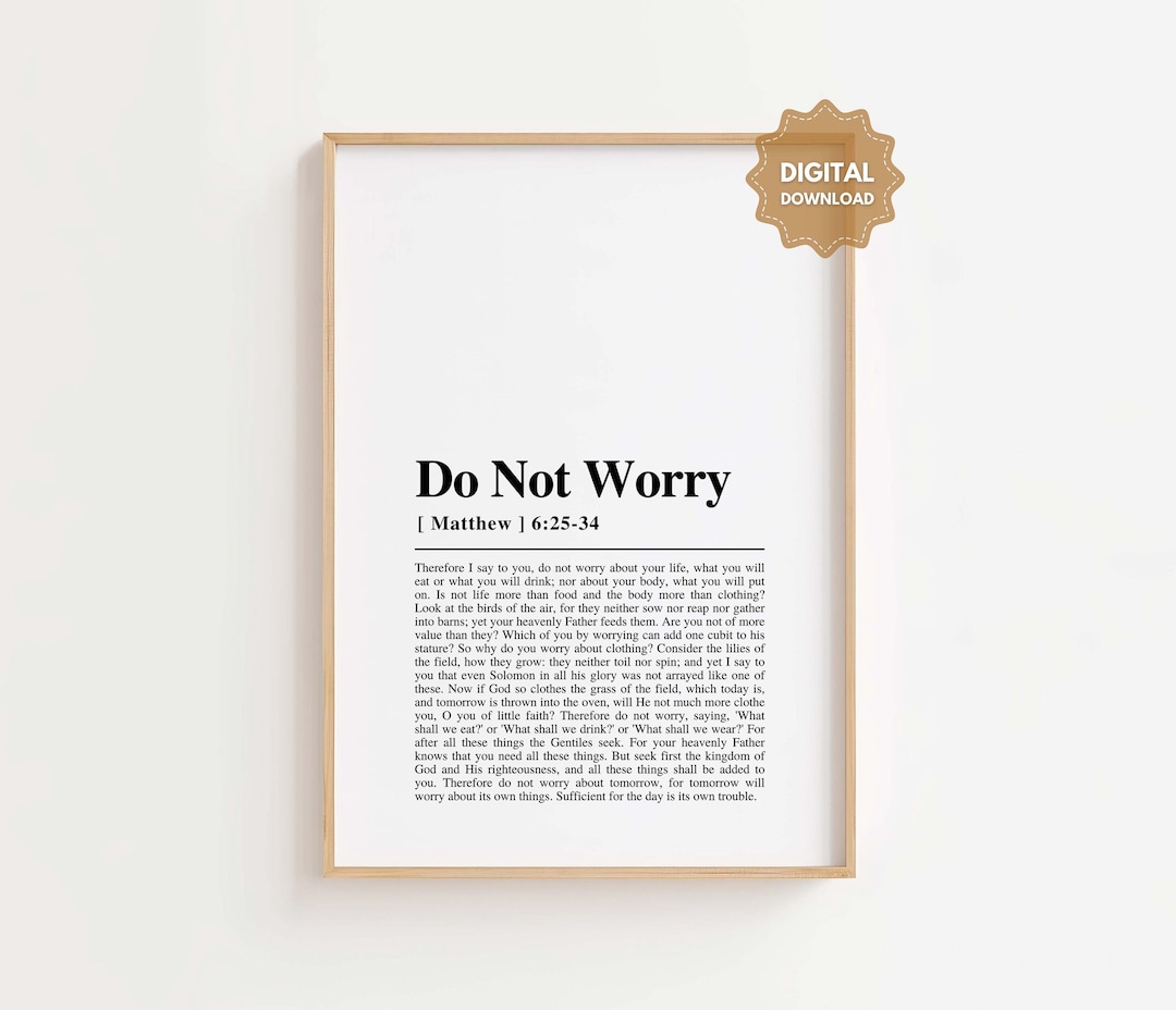 Matthew 6:25-34 NKJV Do Not Worry, Christian Home Décor, Bible Verse ...