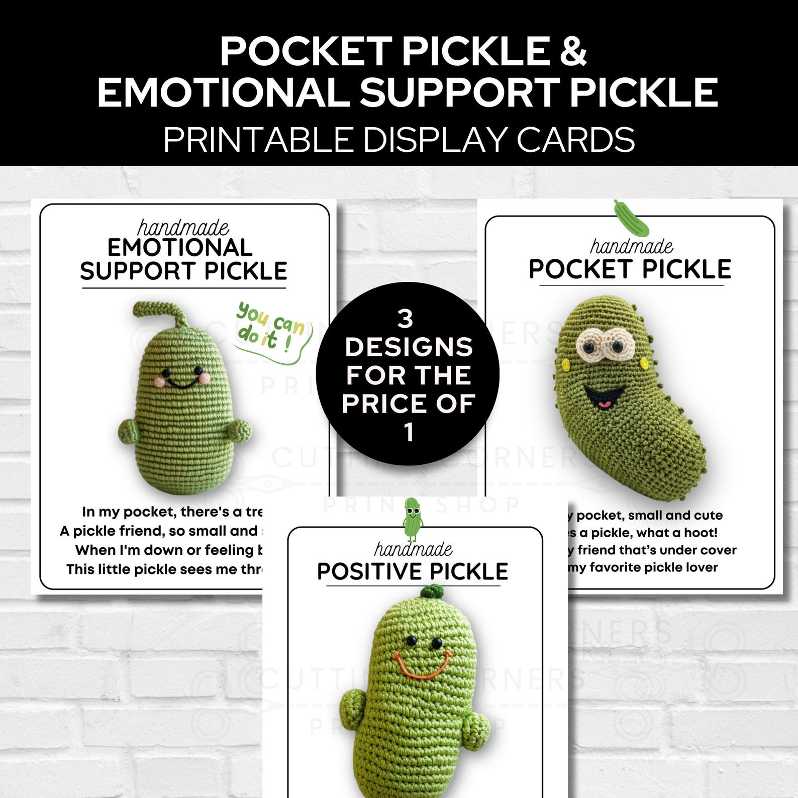 Crochet Tags for Handmade Items, Printable Crochet Positive Pickle Tags ...