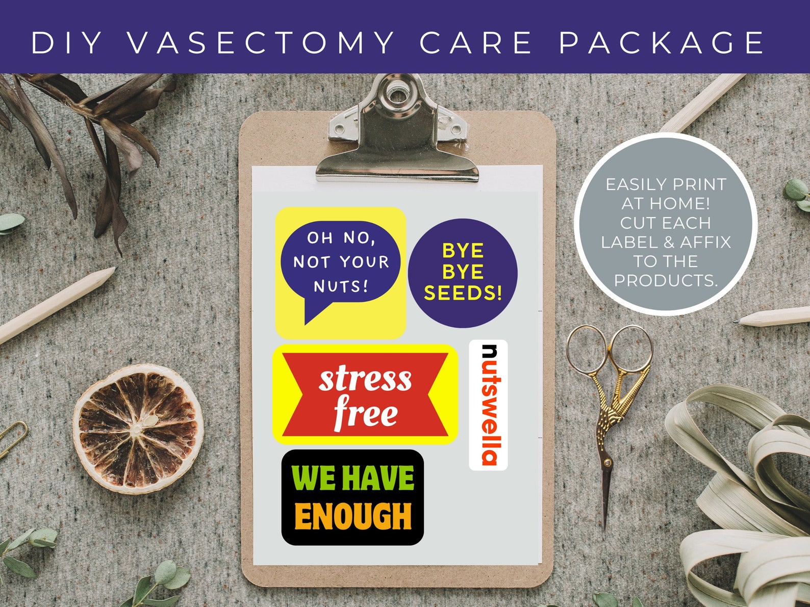 DIY Funny Vasectomy Food & Drink Gift Basket, Printable Digital ...