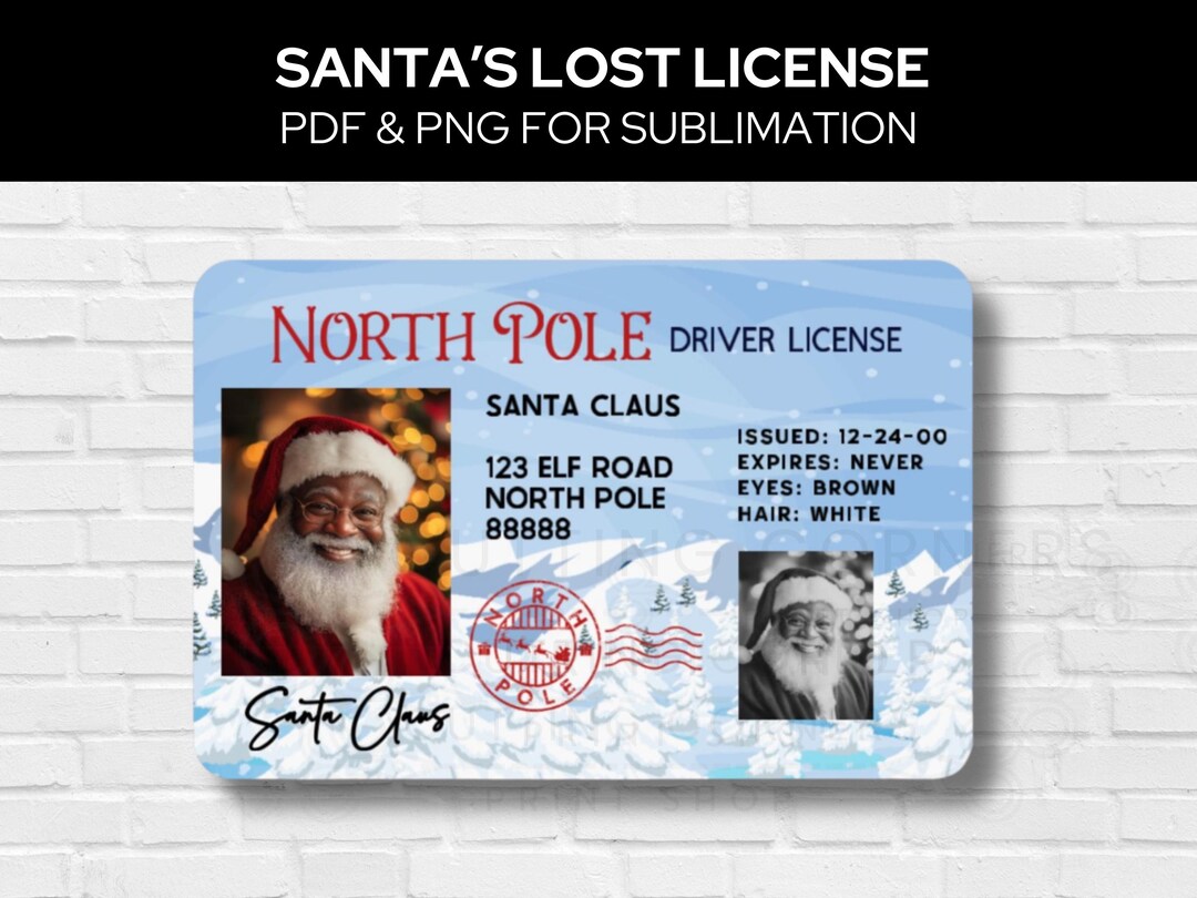Santa Lost License, Black Santa Lost Driver's License, African American ...