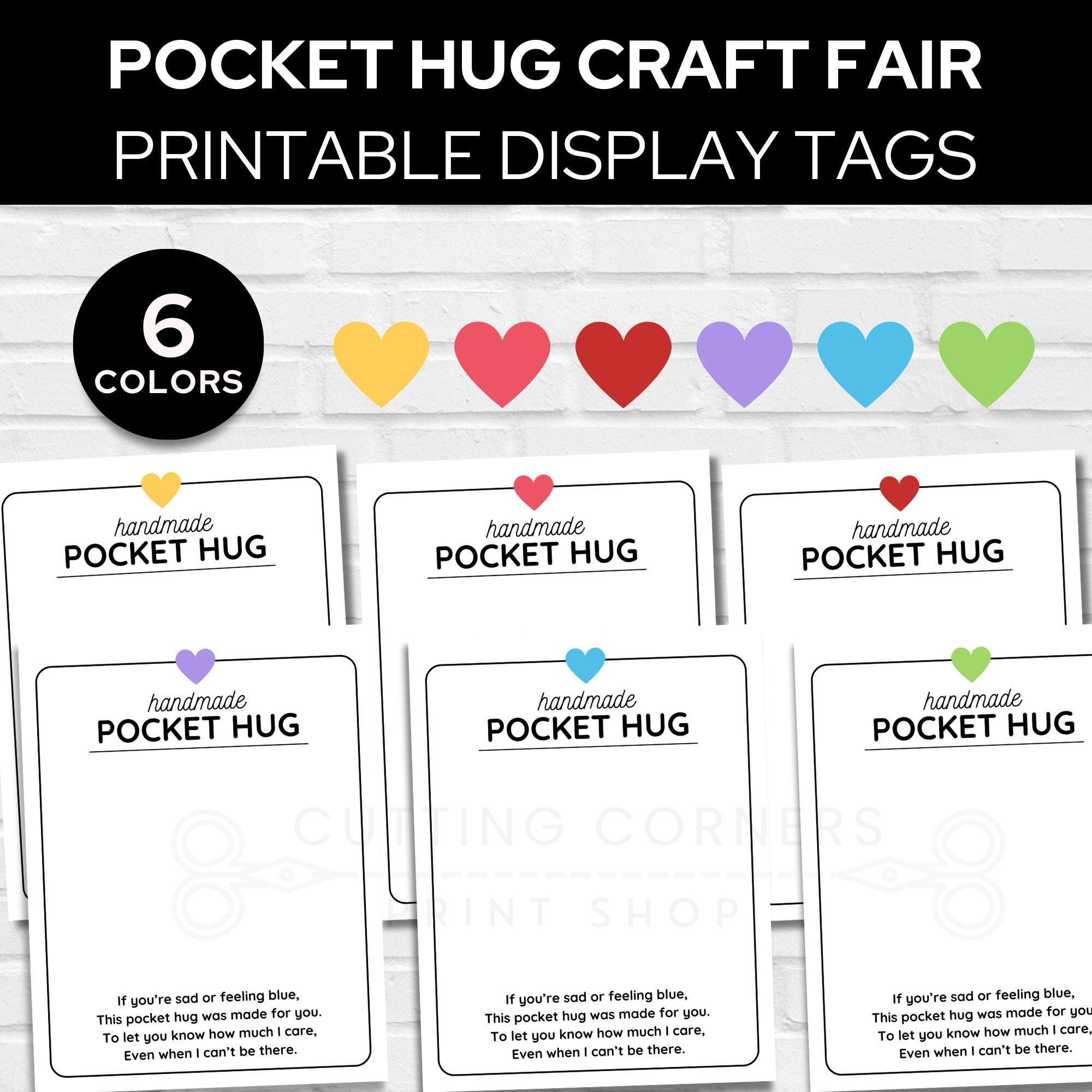 Printable Pocket Hug Cards for Crochet Business, Crochet Tags for Handmade Items, Pocket Hug ...