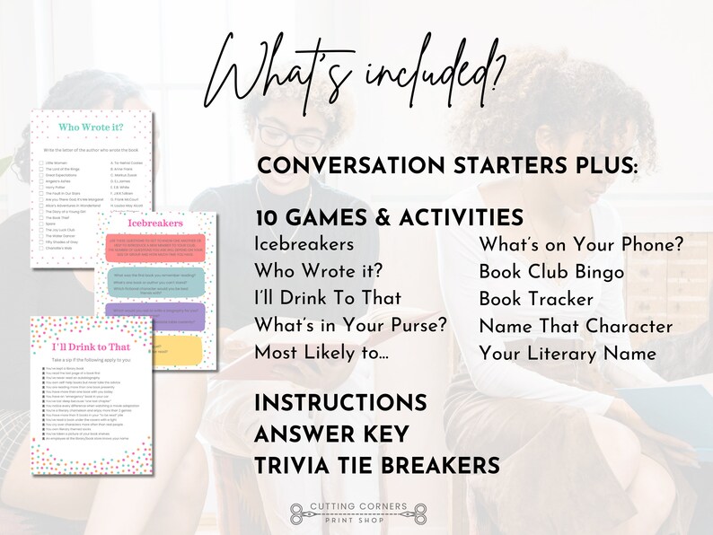 Printable Book Club Games & Activities, Book Lover’s Party Planner ...