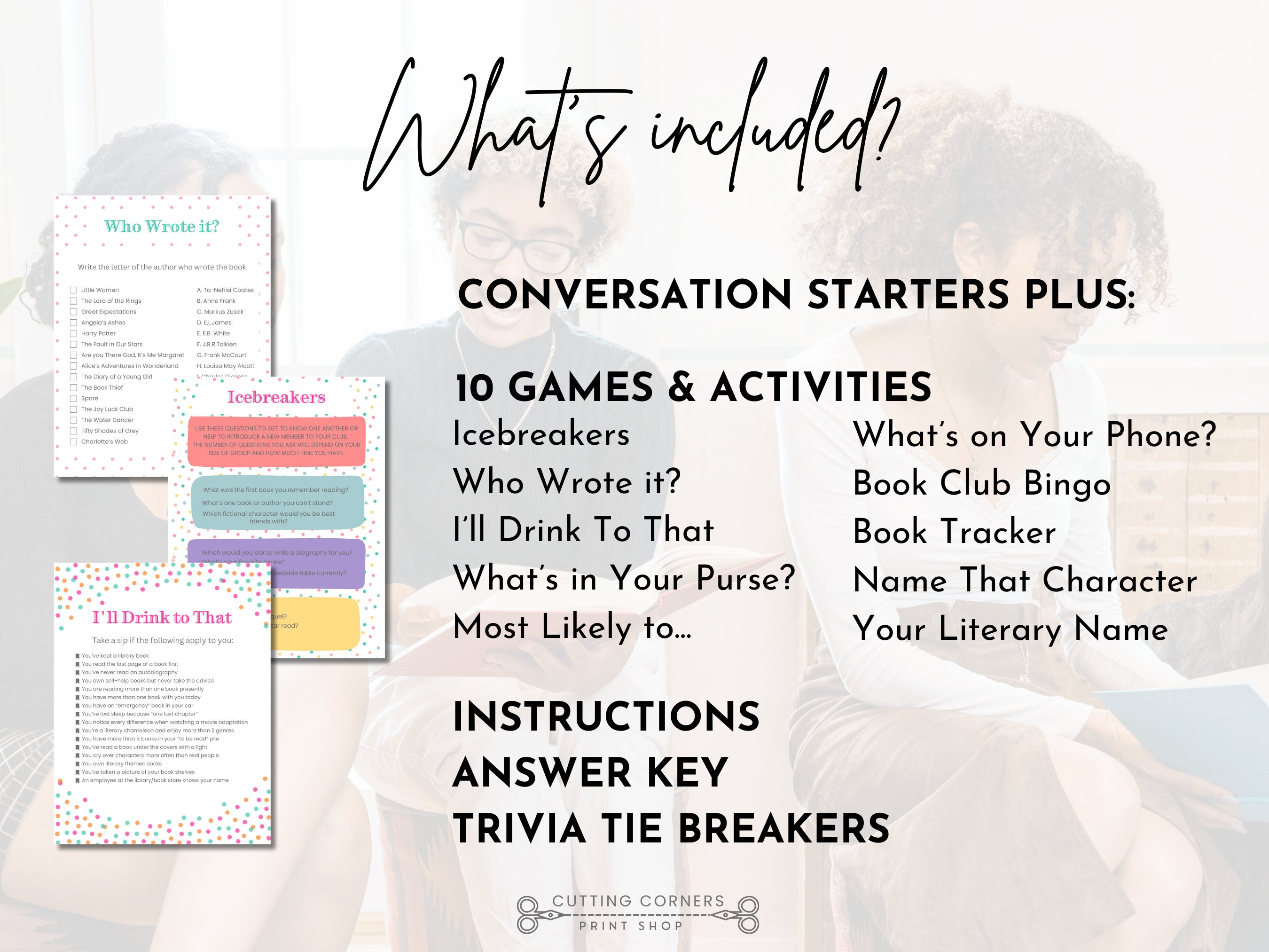 Printable Book Club Games & Activities, Book Lover’s Party Planner ...