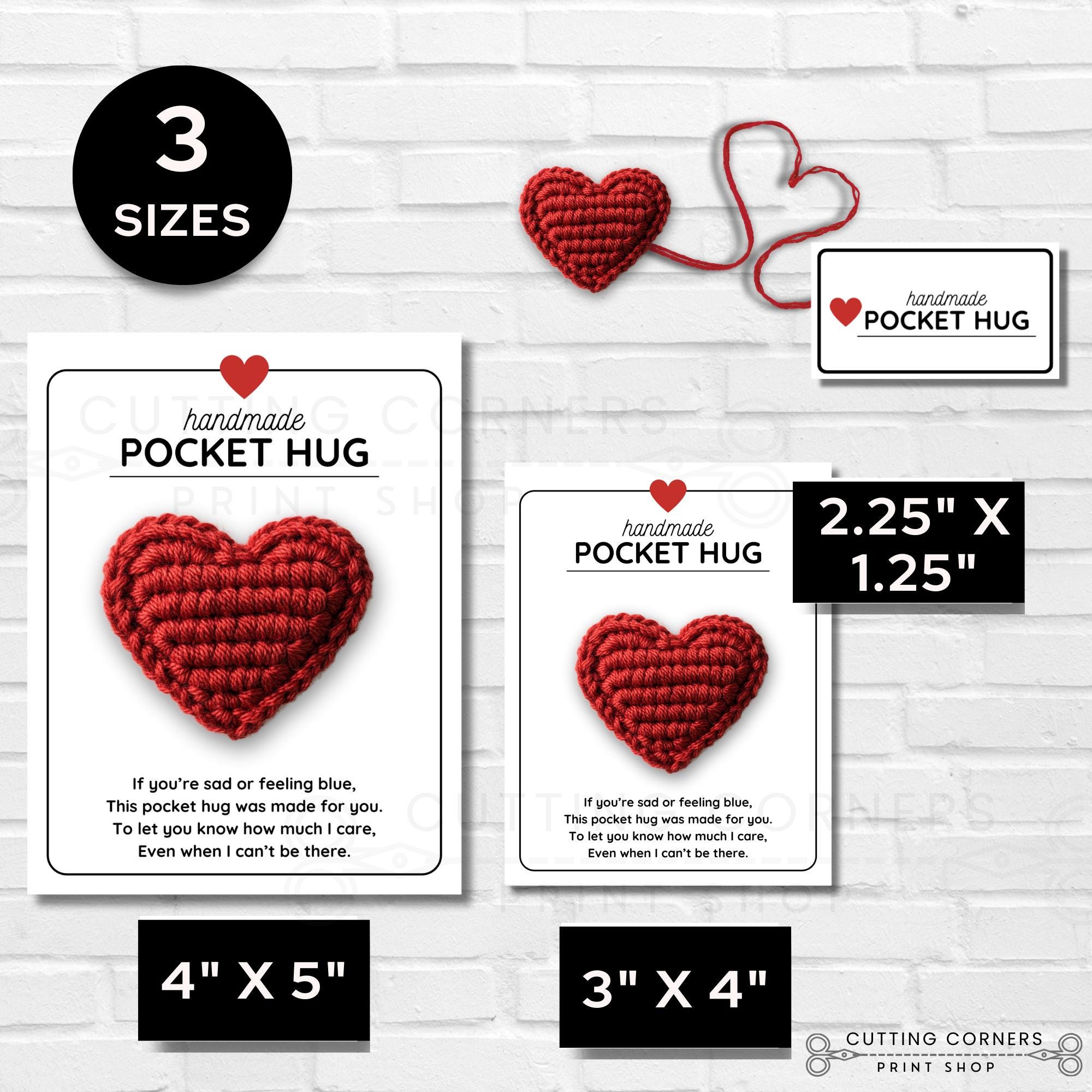 Printable Pocket Hug Cards for Crochet Business, Crochet Tags for ...