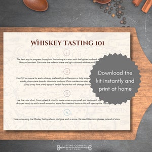 Printable Whiskey Tasting Kit, Whiskey Lover Tasting Mat, Instant ...