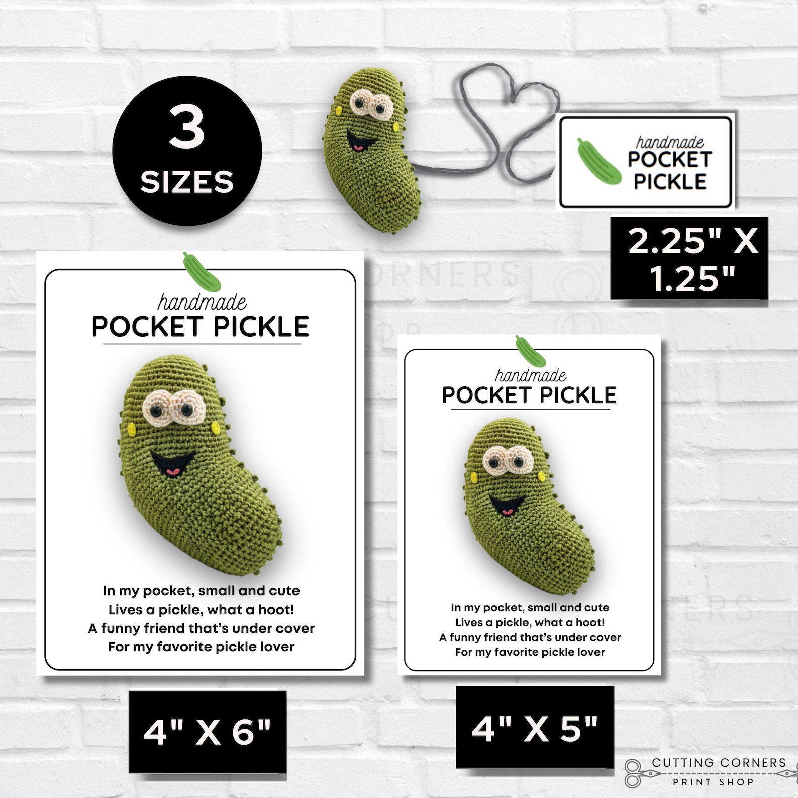 Crochet Tags for Handmade Items, Printable Crochet Positive Pickle Tags ...