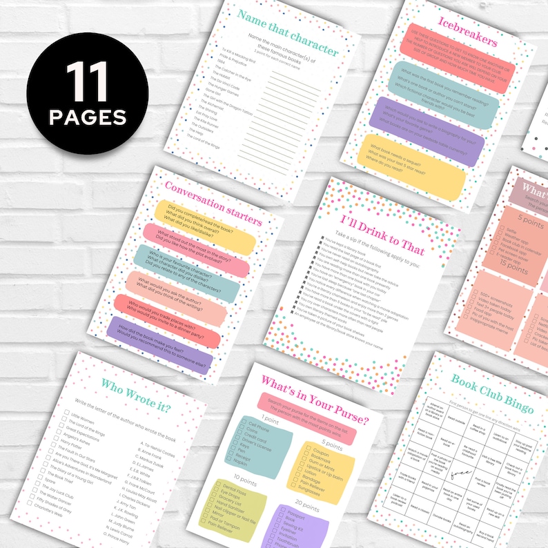 Printable Book Club Games & Activities, Book Lovers Party Planner, Book ...