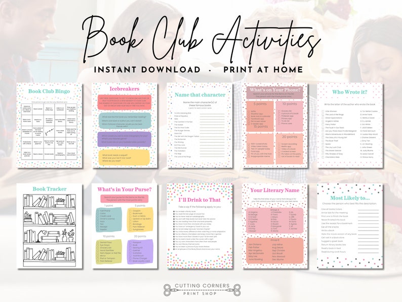 Printable Book Club Games & Activities, Book Lover’s Party Planner ...