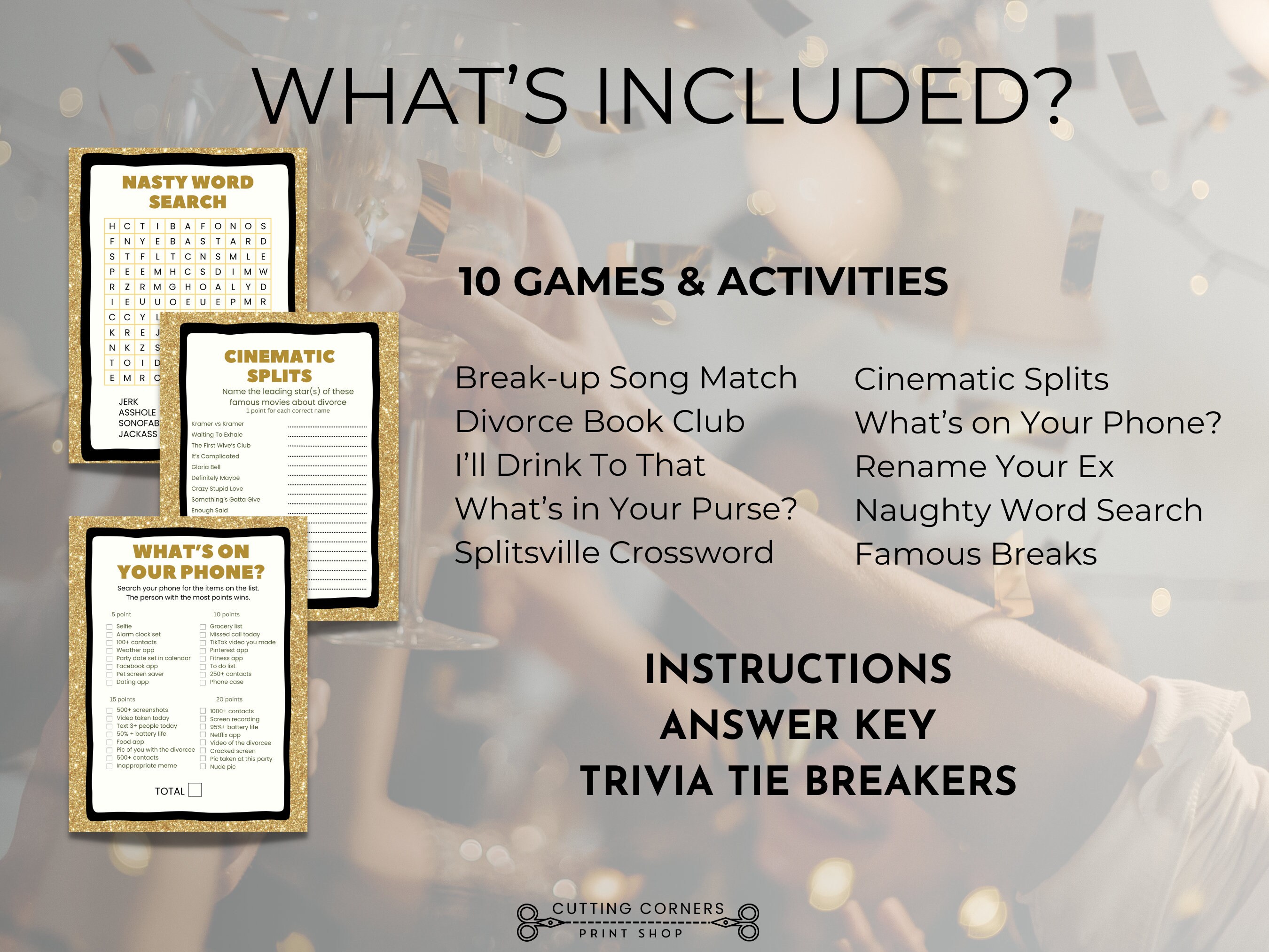 10 Printable Divorce Party Games Bundle Funny Break-up Games - Etsy Canada